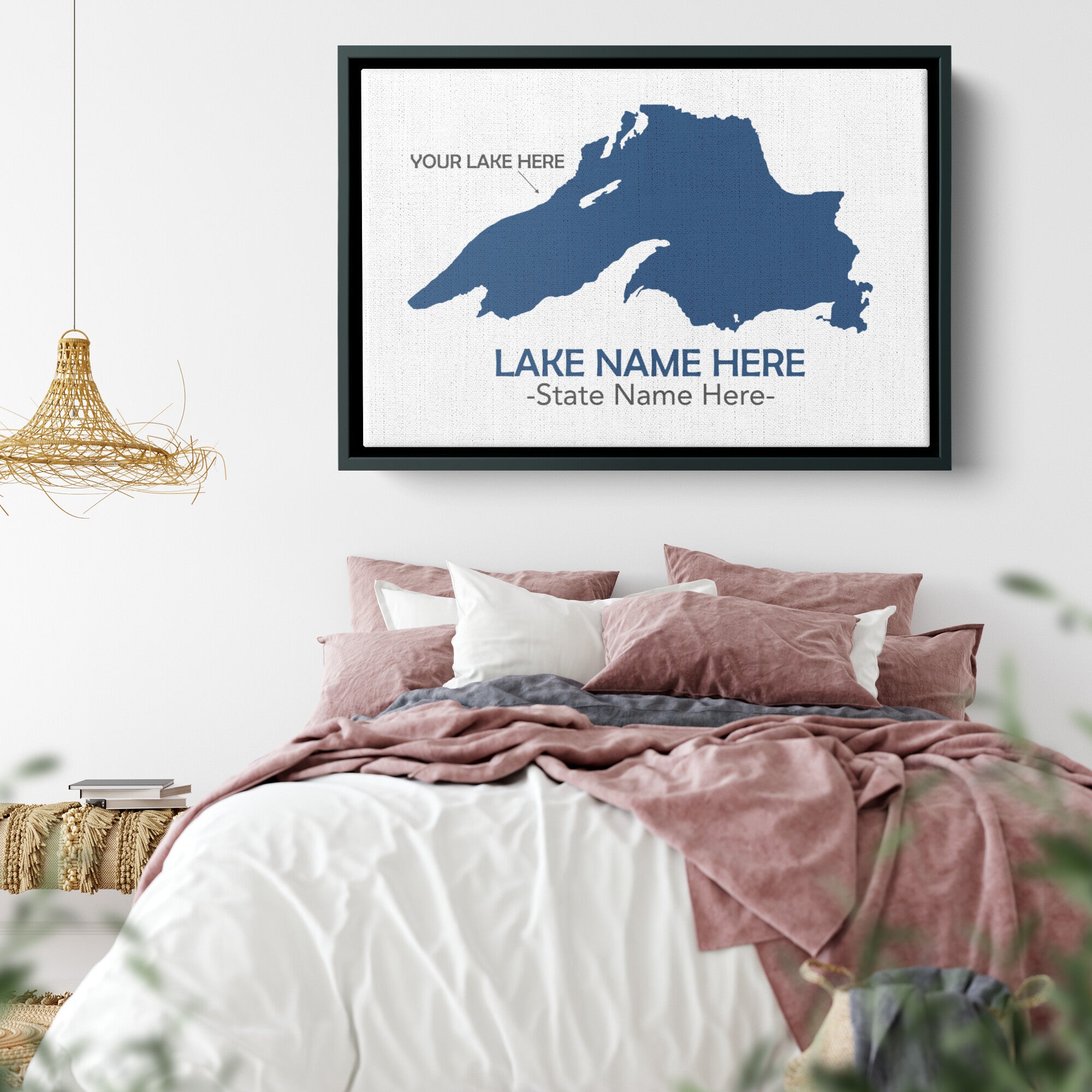 Custom Lake Framed Rectangle Canvas – Home Lake Goods